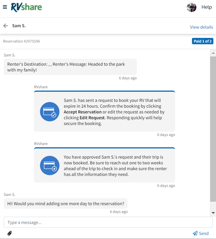 How can I change a reservation once a renter has booked my RV?