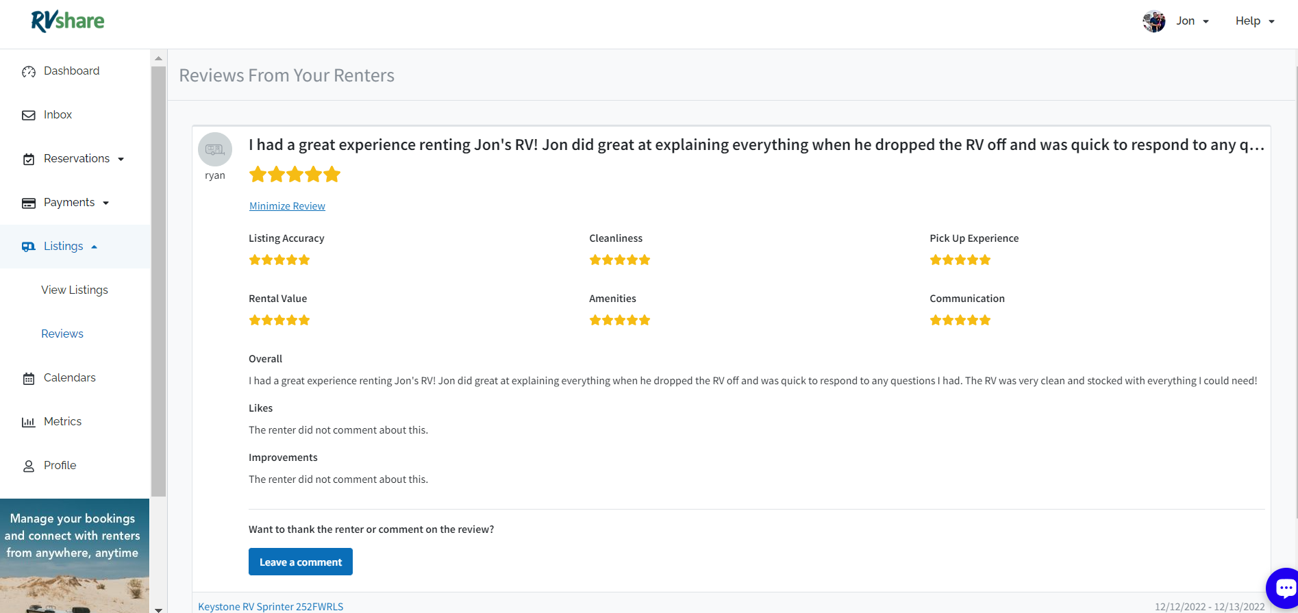 How do I respond to reviews on my listing?